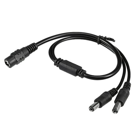 12V DC Power Splitter Cable 1 Female to 2 Male Connectors 40cm 2.1mmx5 ...