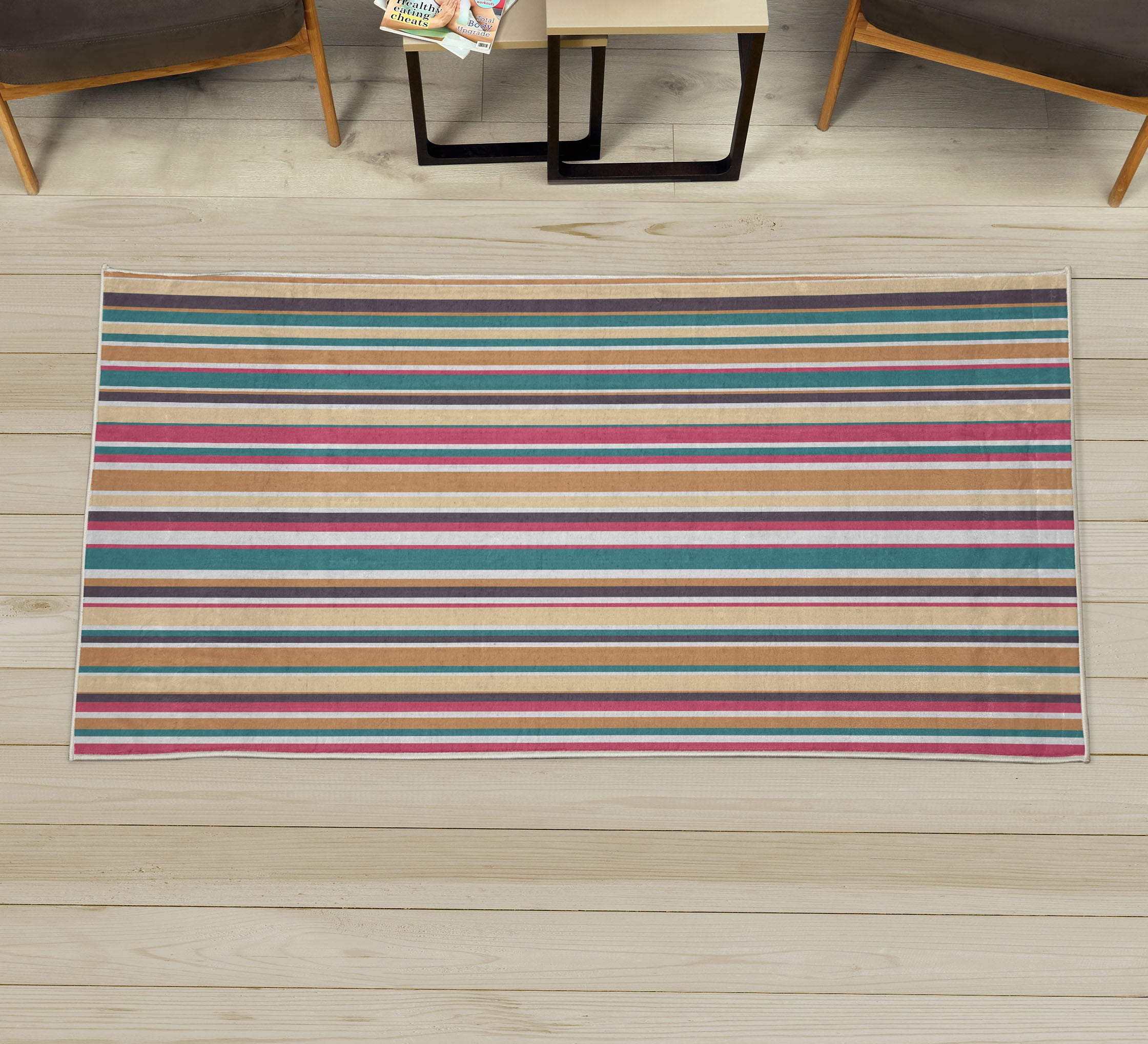 Pastel Decorative Rug, Vertically Striped Pattern Different Color ...