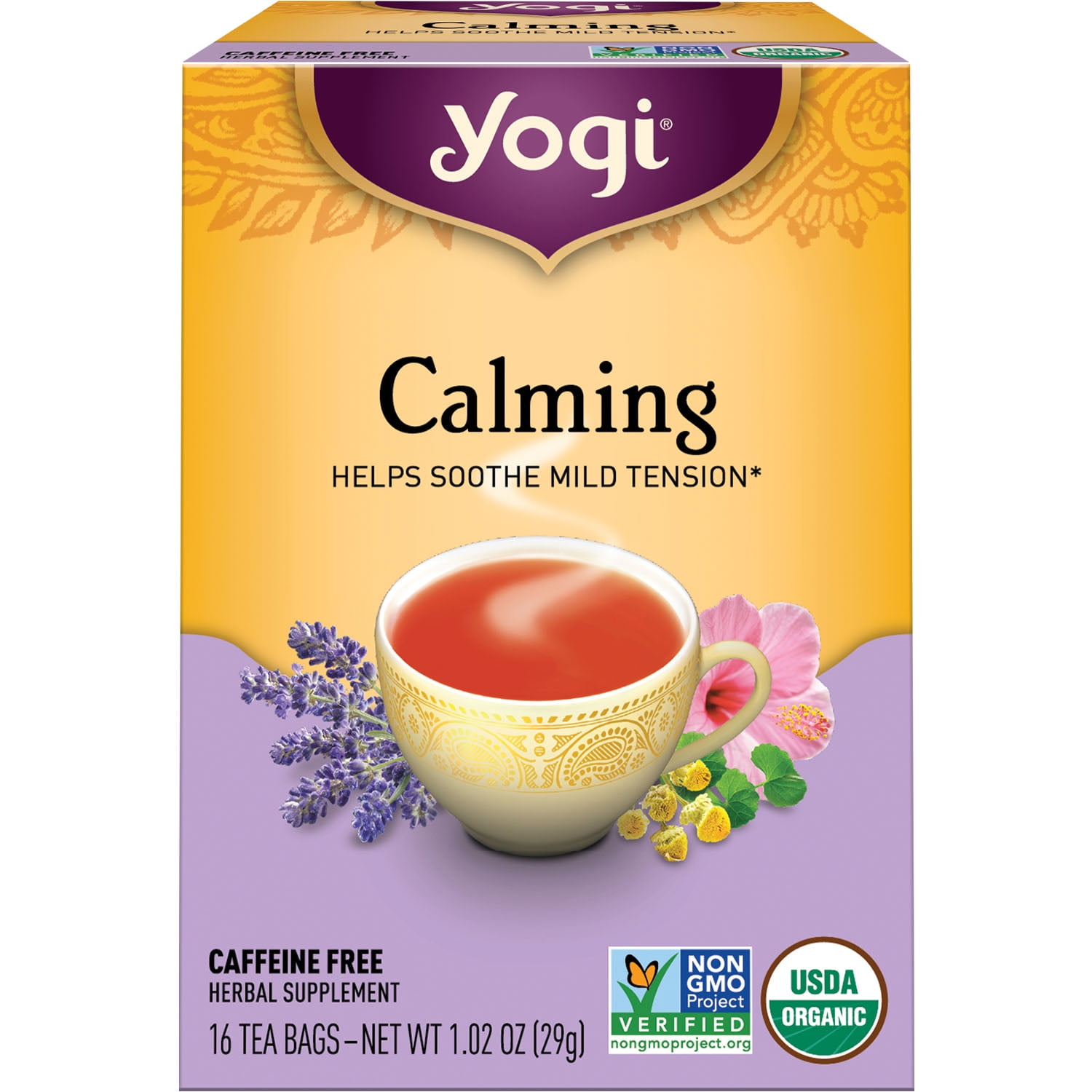 Yogi Tea Calming, Caffeine-Free Organic Herbal Tea, Wellness Tea Bags ...