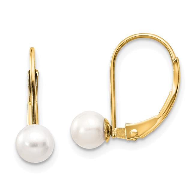 14K Yellow Gold 5-5.5 mm Pearl Leverback Earring Mounting - Walmart.com