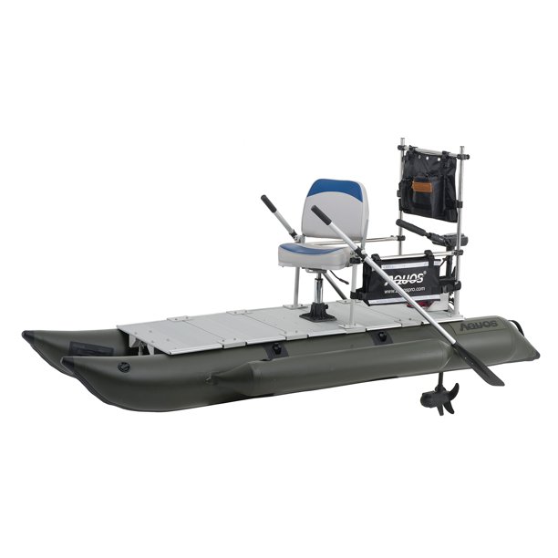 AQUOS 10.2ft Inflatable Pontoon Boat with Haswing 24V 85LBS Transom ...