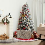 Costway Farmhouse-Style Wooden Christmas Tree Collar Box with Storage ...