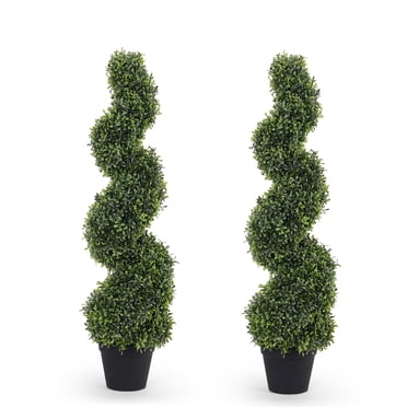Vickerman 4' Artificial Potted Green Boxwood Spiral Tree - Walmart.com