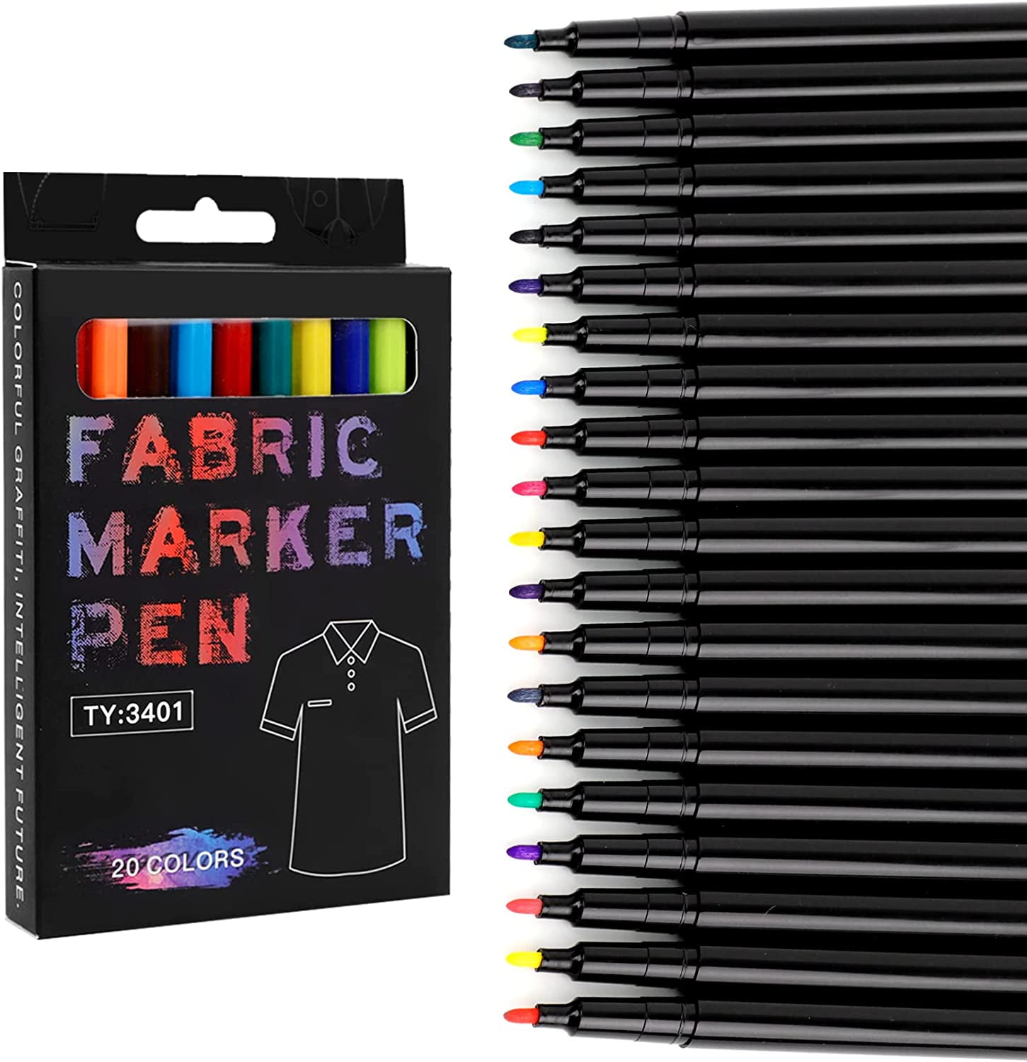 SEISSO Fabric Markers Pen, 20 Colors Permanent Paint Markers, Fabric ...