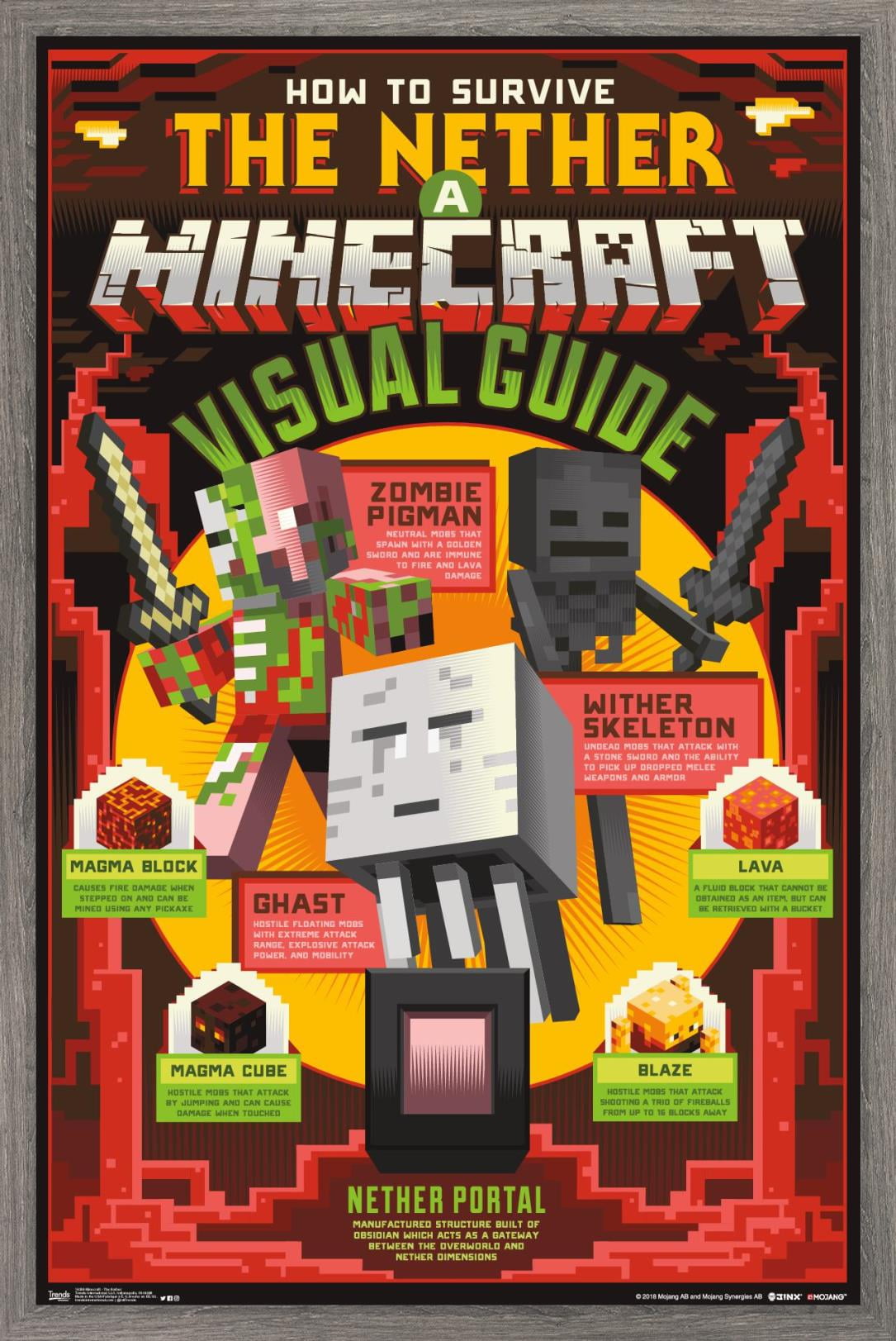 Minecraft - The Nether Wall Poster, 22.375" x 34", Framed - Walmart.com