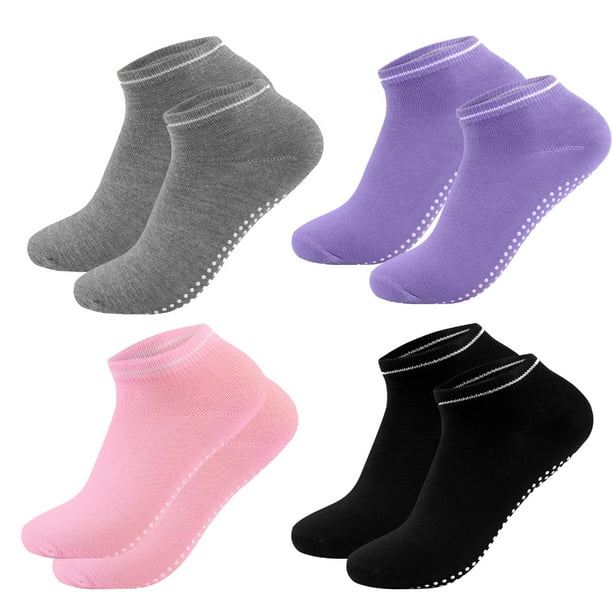 SHELLTON 4 Pair Women Non Slip Grip Socks with Grips Sticky for Yoga ...