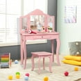 Costway Kids Vanity Table & Stool Princess Dressing Make Up Play Set ...