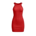 Daiosportswear Women's Solid Color Halter Neck Sleeveless Bodycon Mini ...