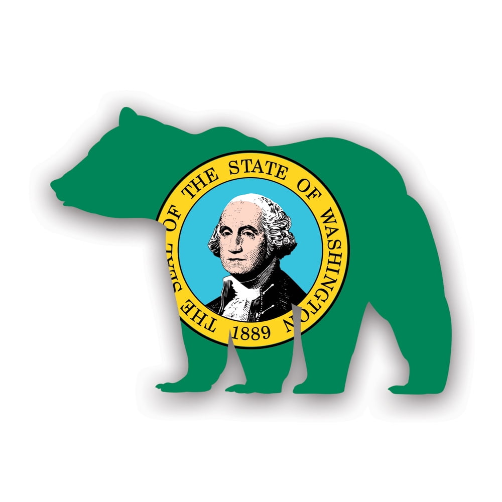 Washington Bear Flag Sticker Decal - Self Adhesive Vinyl - Weatherproof ...