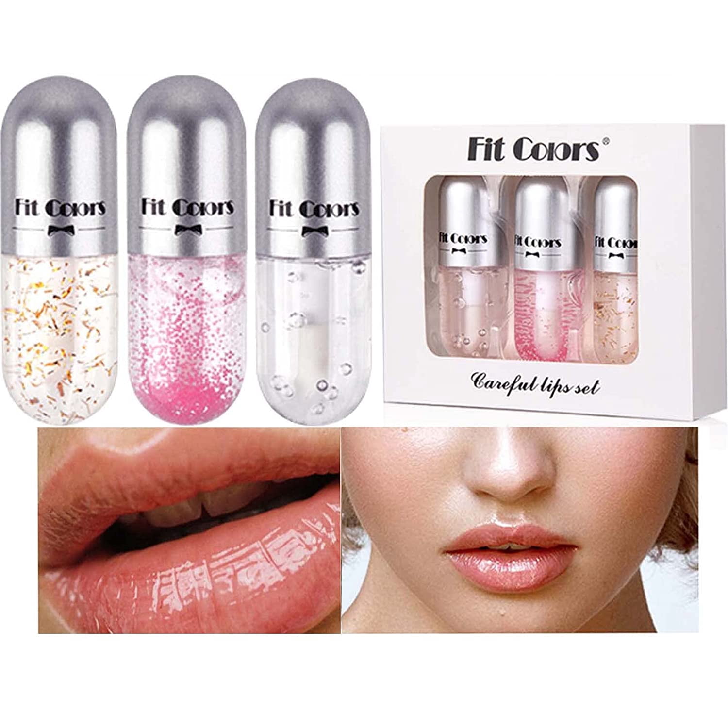 3Pcs Lip Scrub Lip Gloss Set, Triple Effect Lip Care Kit include Soften ...