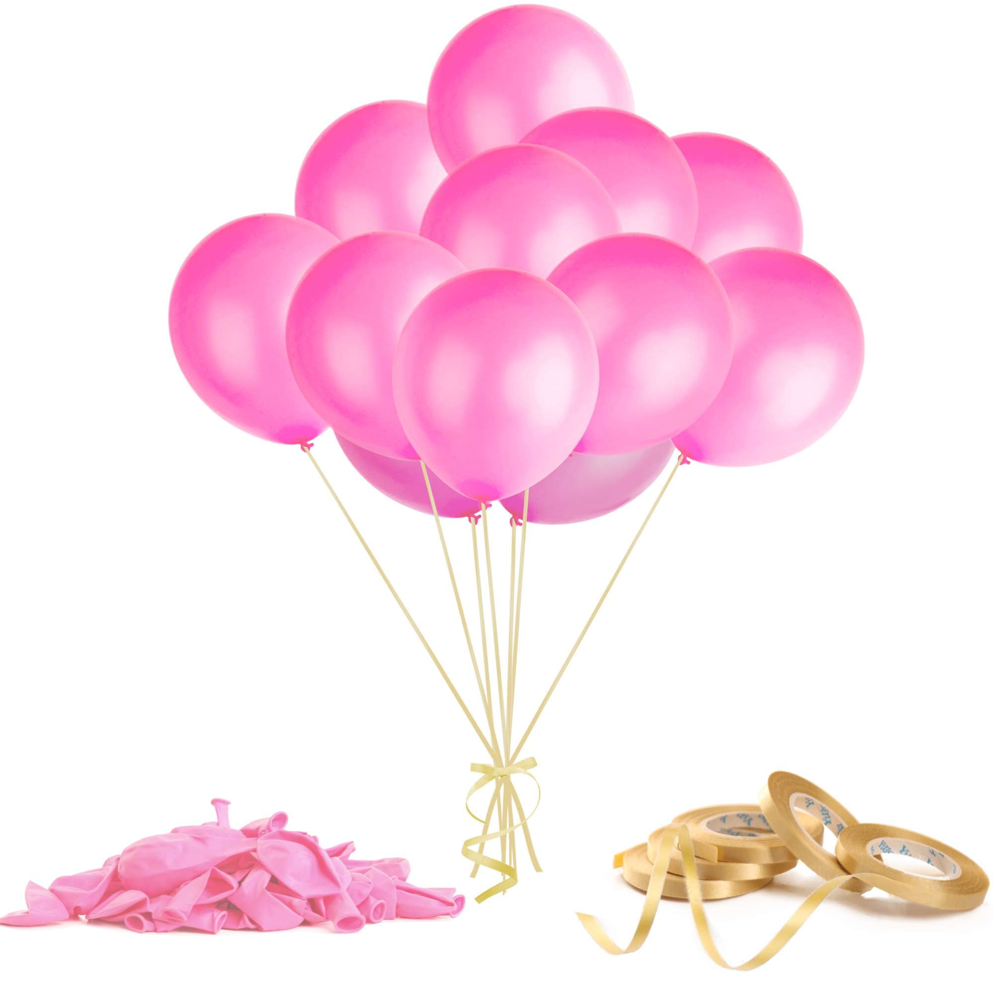 Pink Balloons 100-Pcs Set – 12-inch Hot Pink Balloons – Premium Eco ...