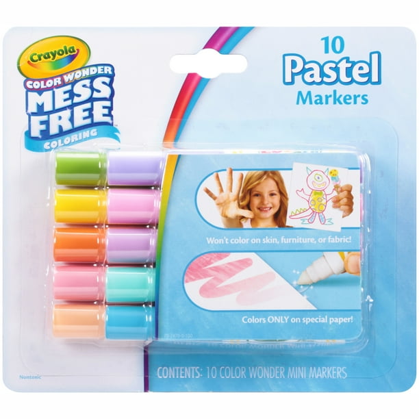 Crayola Color Wonder Mini Markers in Assorted Pastel Colors, Child, 10 ...