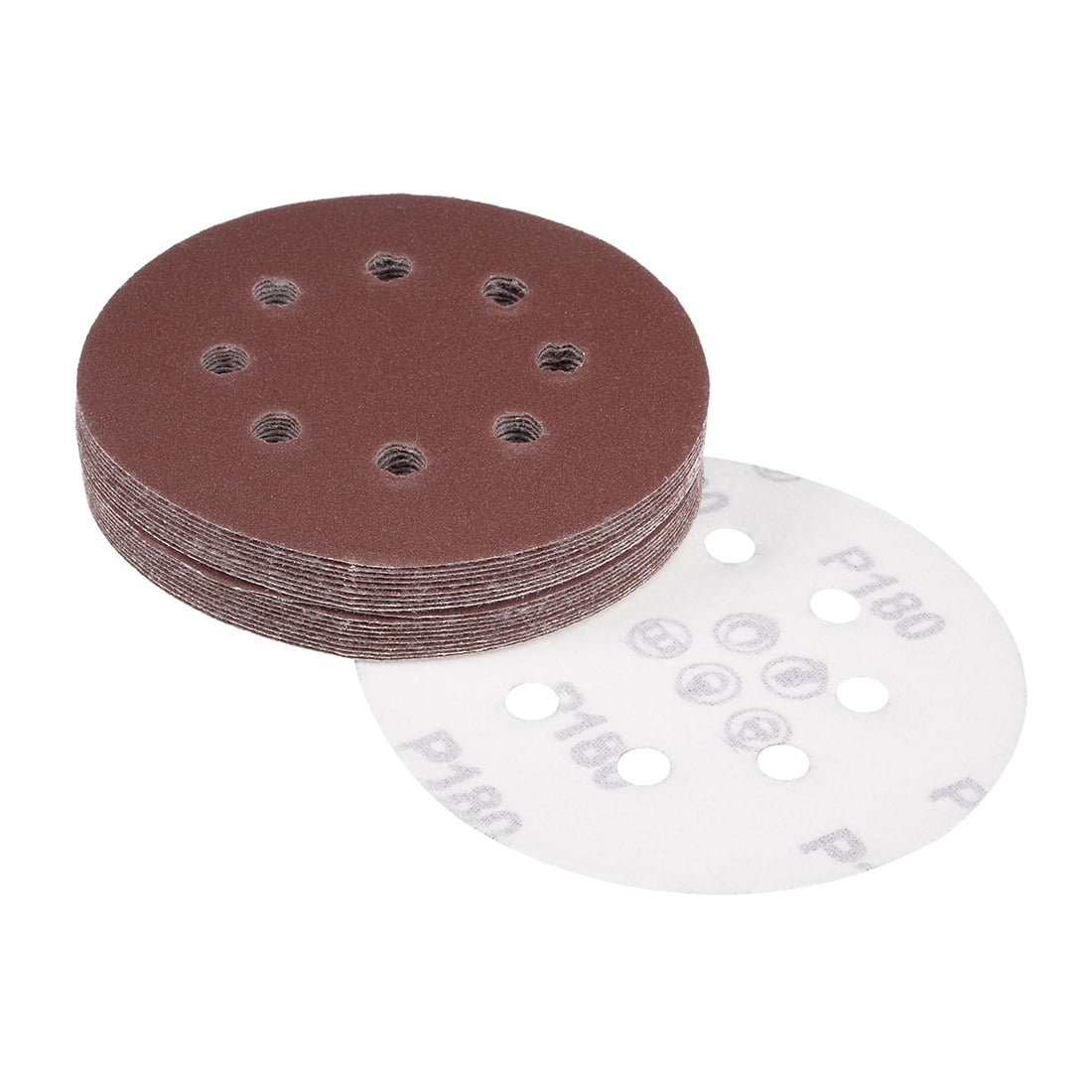 20Pcs 5 Inch 8 Hole Hook and Loop Sanding Disc 180 Grit Flocking ...