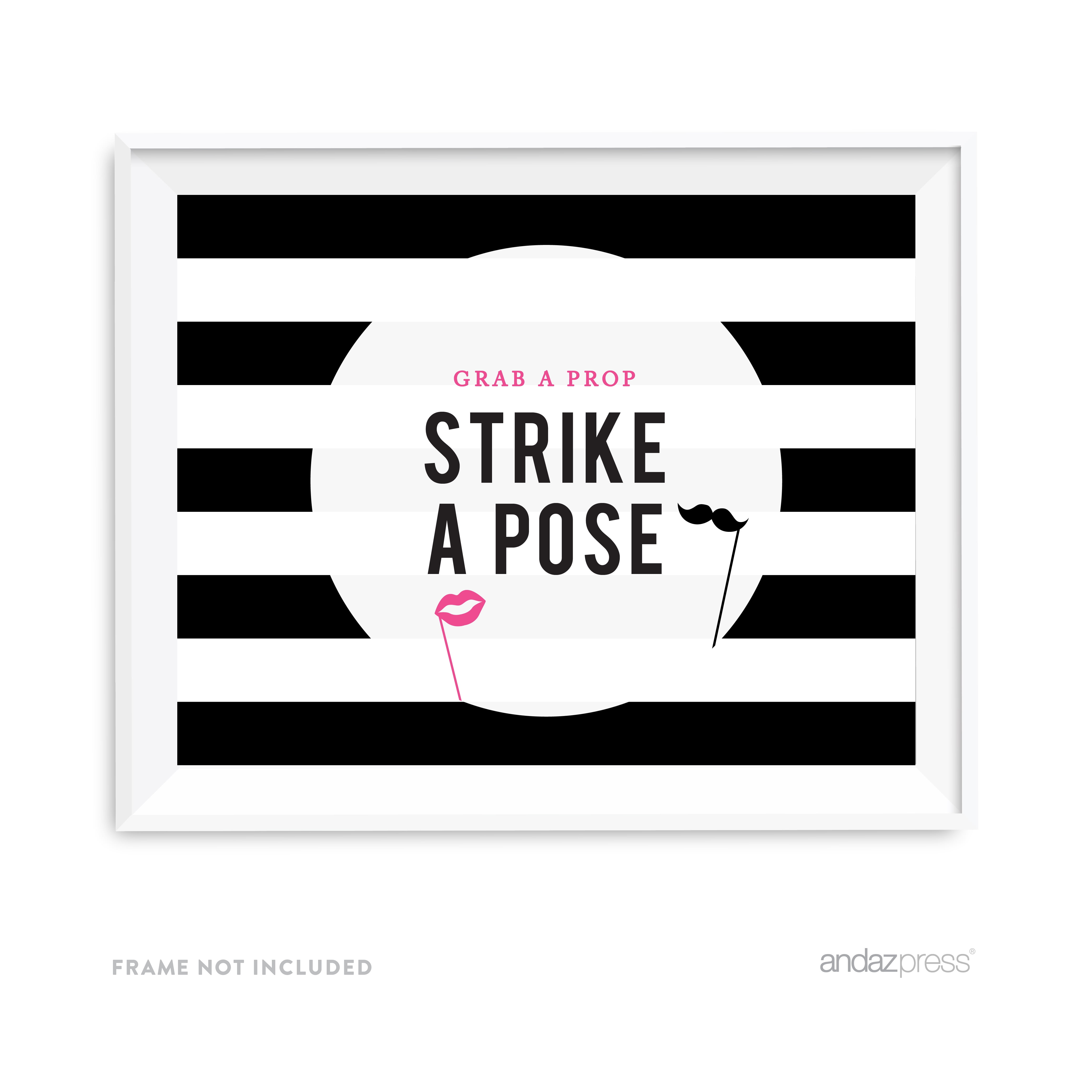 Grab A Prop & Strike A Pose Modern Black and White Stripes Wedding ...