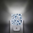 Blue Flowers Plug-in LED Night Lights Watercolor Spring Auto Dusk-to ...