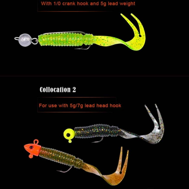 8pcs/set Worm Fishing Lure Double Tail fishing bait Soft Lure 75mm/3.3g ...