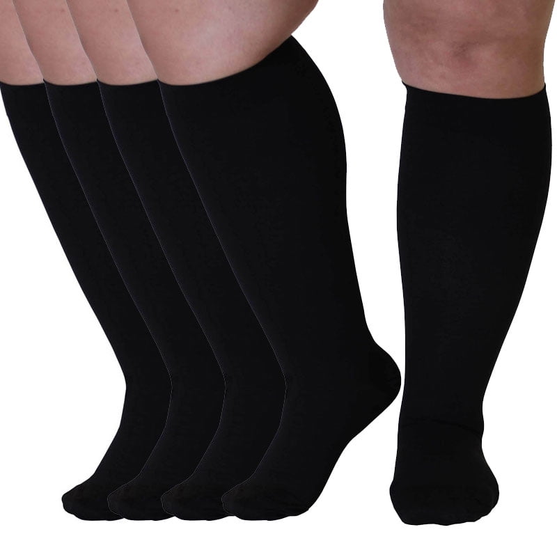 ChYoung 4 Pack Wide Calf Compression Socks Closed Toe Compression ...