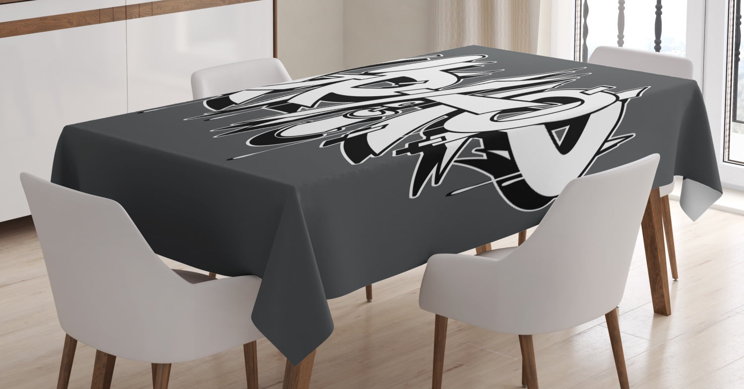 Ambesonne Hip Hop Tablecloth Rectangular Table Cover, Urban Grafitti ...
