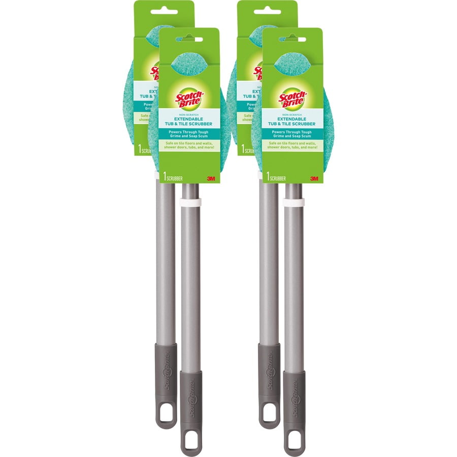 3M Bath Scrubber - 24" Handle Length - Plastic Handle - 4 / Carton ...