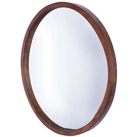 22" Walnut Brown Round MDF Mirror | Walmart Canada