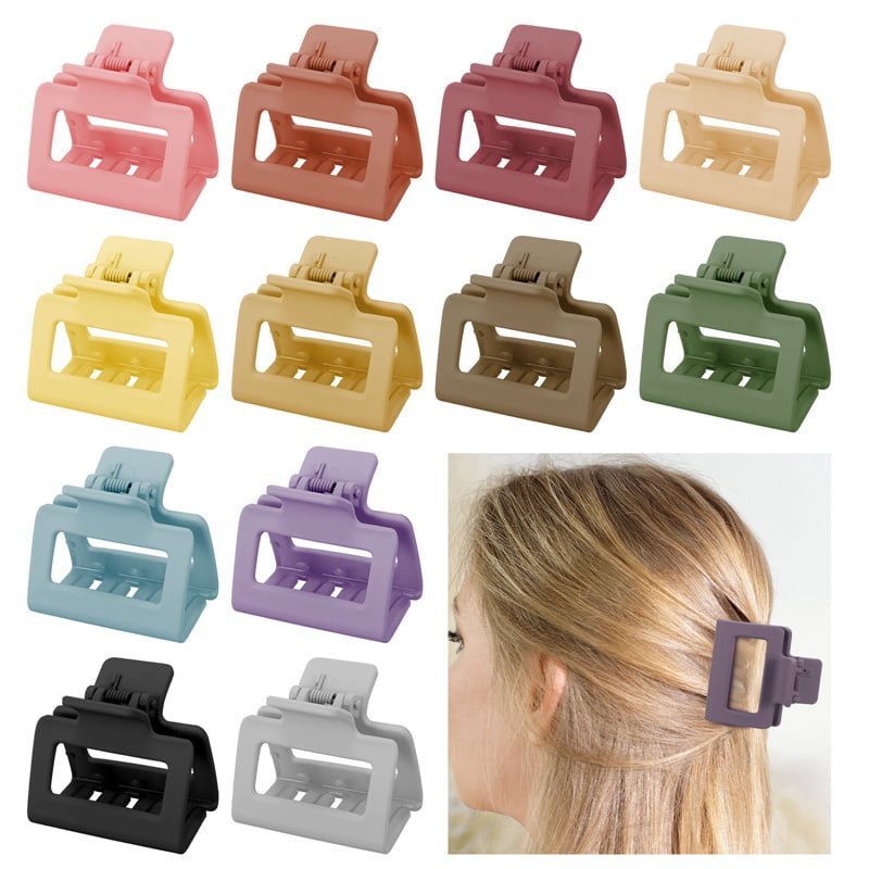 Prdigy 12 Pcs Small Claw Clips for Women Girls, Nonslip Rectangle Hair ...