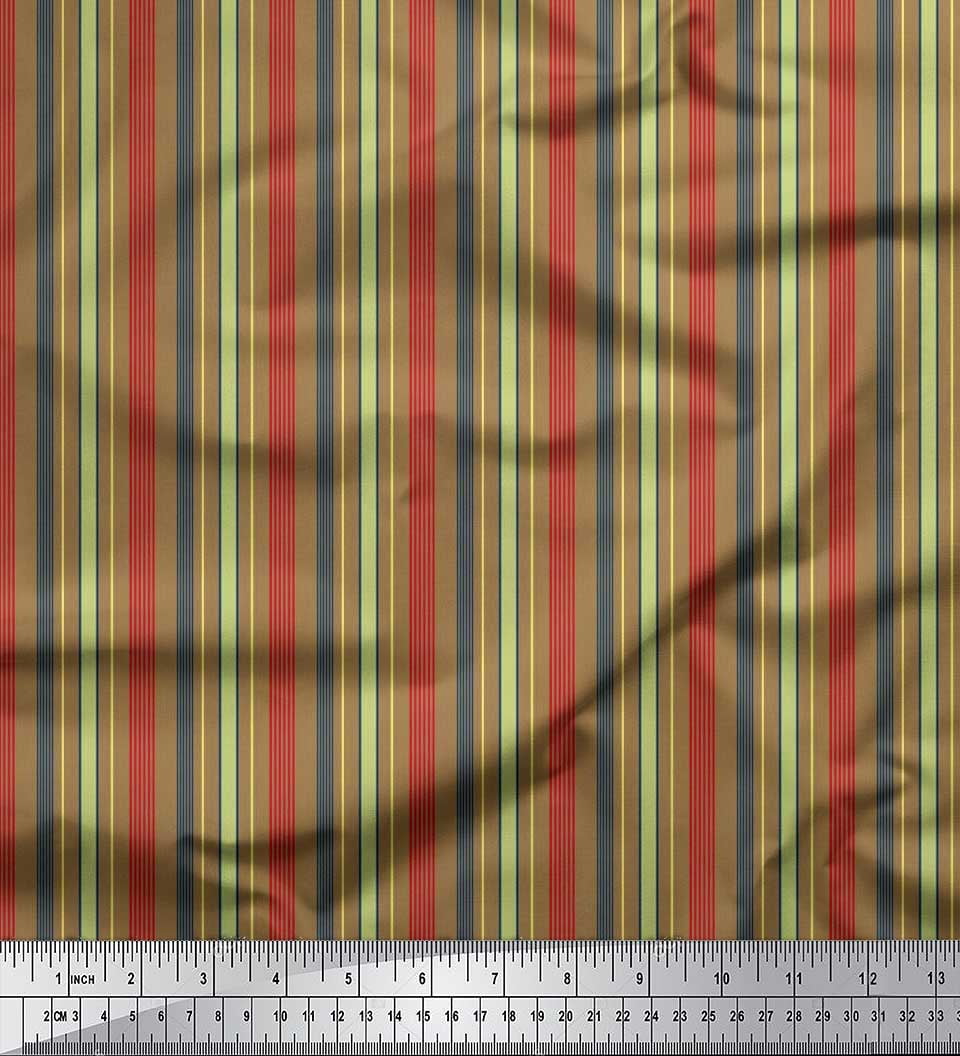 Soimoi Satin Silk Fabric Vertical Stripe Fabric Prints By Yard 42 Inch ...