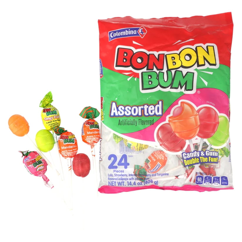 Colombina Bon Bon Bum Assorted 24 count Pops 14.4 oz. Bag - Walmart.com
