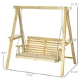 2-Seat Porch Swing Loveseat with Stand and Side Tables, Wooden Patio ...