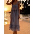 Blue Vintage Y2K Sheer Ruffled Tiered Maxi Slip Dress With Adjustable ...