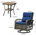 Dextrus Navy Blue 3-Piece Outdoor Bistro Set with Swivel Glider Rocker ...