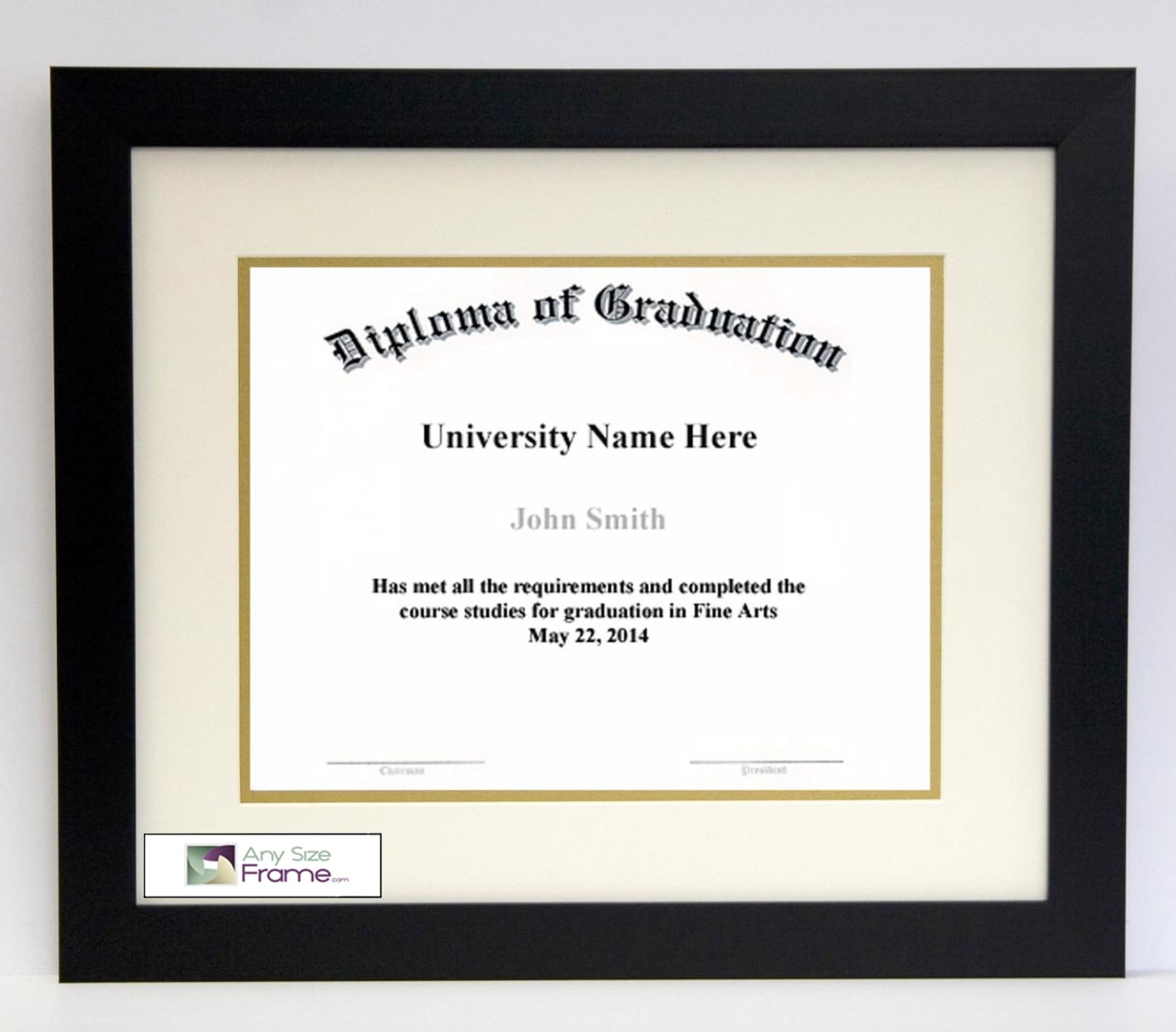 AnySizeFrame 7X9 Wide Satin Black Diploma Frame - Walmart.com