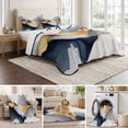 90x96in Quilt Bedding Set, Abstract Blue Grey Marble Texture ...