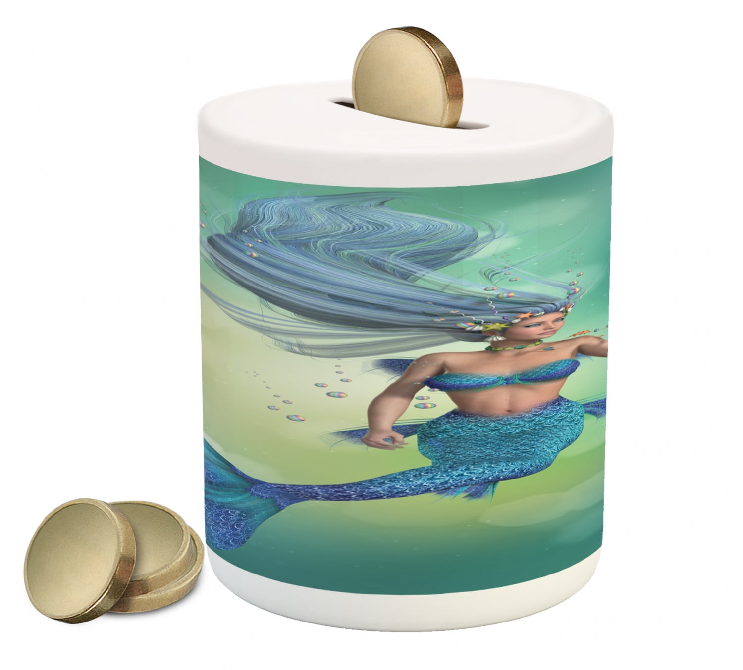 Underwater Piggy Bank, Mermaid Upper Body of a Woman and the Tail of ...