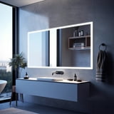 47"x26" Edge LED Lighted Wall Mounted Bathroom Mirror Modern Rectrangle Vanity Mirror with Anti ...