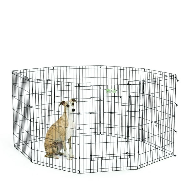 MidWest 8 Panel Black Exercise Pen with MAX Lock Door - Walmart.com