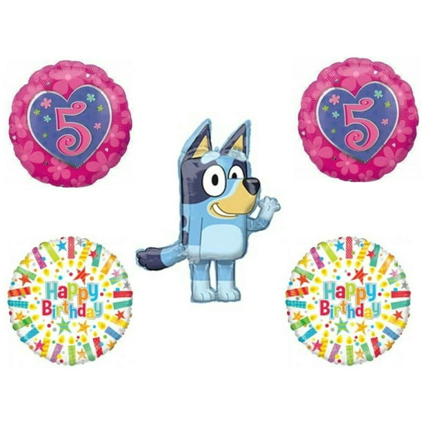 Bluey 5th Fifth Pink Happy Birthday Party Balloons Decorations Supplies ...