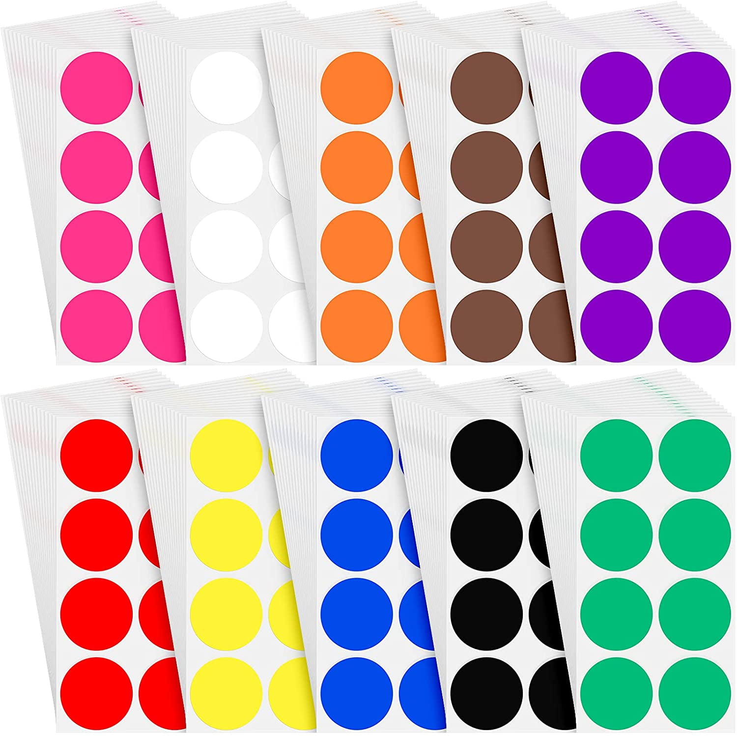2 Inch Round Color Coding Sticker 10 Assorted Colors Circle Dot Labels ...