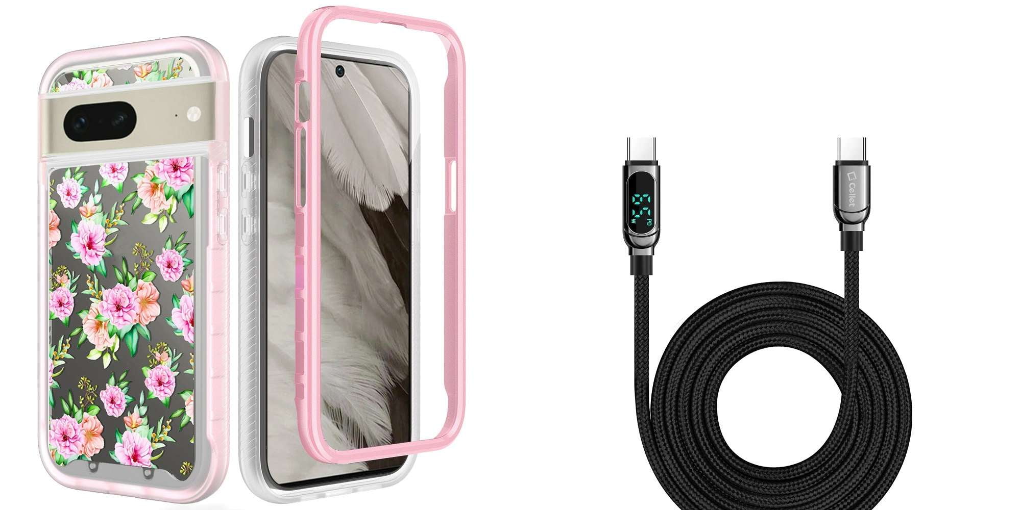 BD Hybrid Case for Google Pixel 7a Cover (Pink Carnations) with Digital ...