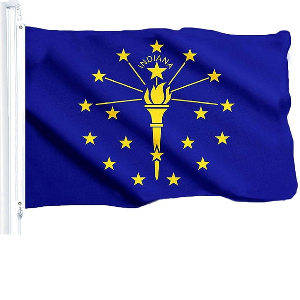 G128 Indiana State Flag 150D Quality Polyester 3x5 ft Printed Brass ...