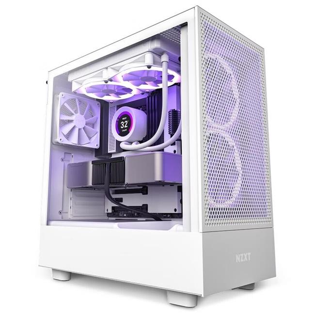NZXT H5 Flow - All White CC-H51FW-01 White SGCC Steel, Tempered Glass ...