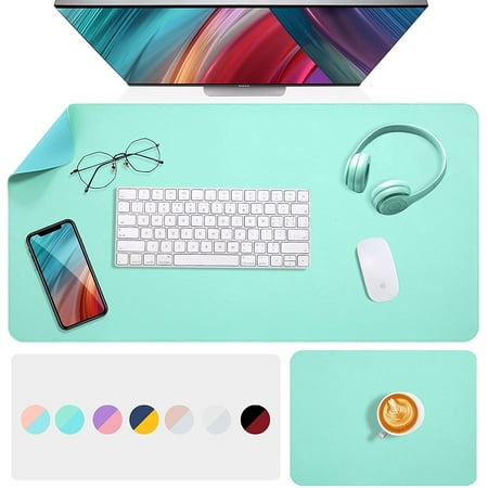 Dual Sided Desk Pad +Coffee Tea Cup Pads Set,2Packs,Upgrade Sewing PU ...