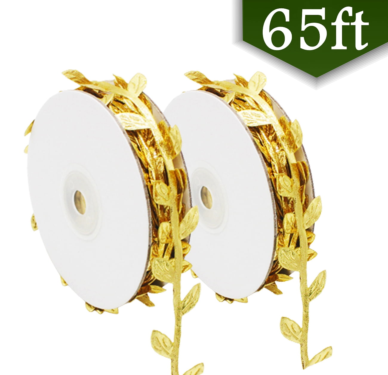 Christmas Ribbons for Tree Gold Leaf Ribbon Trim Rope for Garland DIY ...
