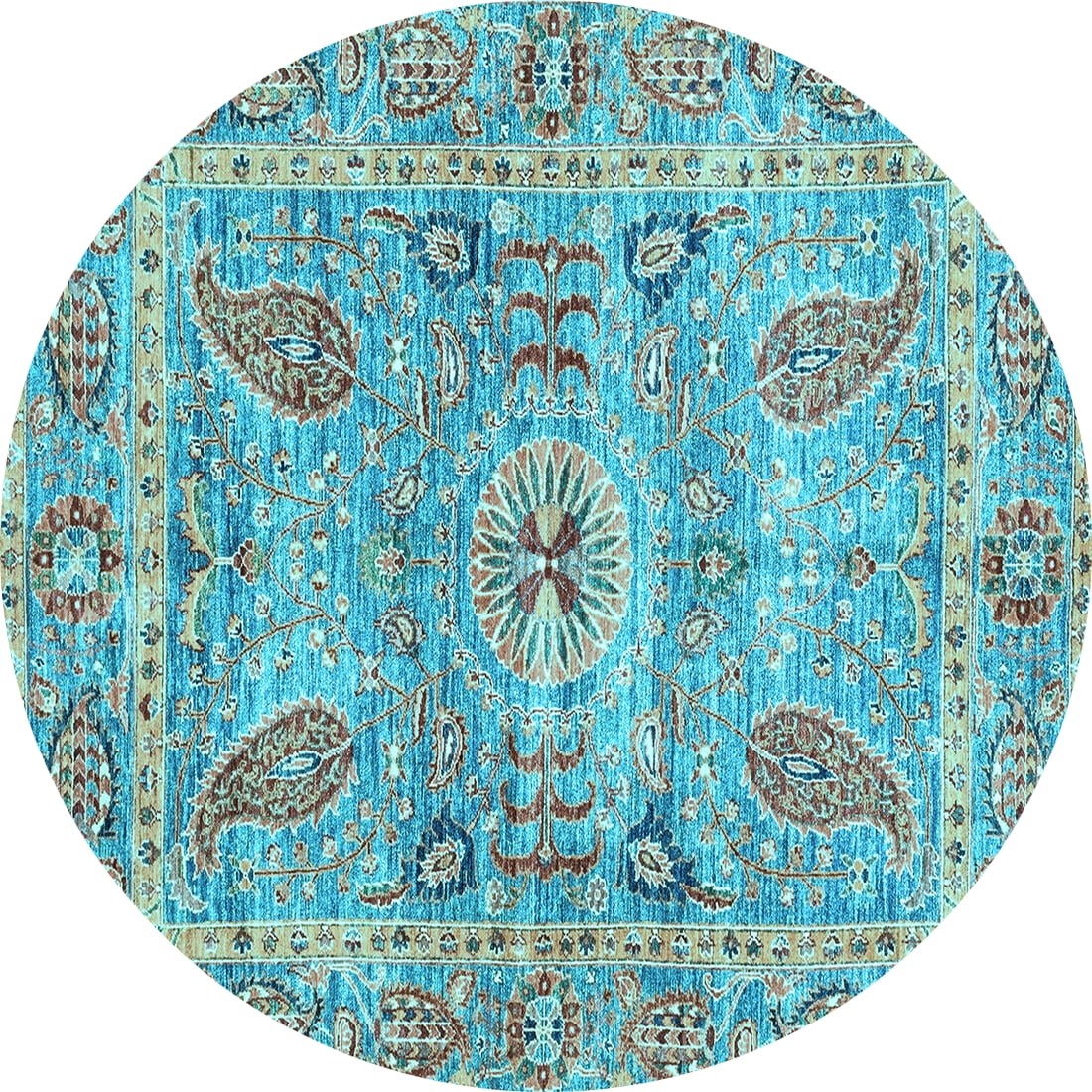 Ahgly Company Indoor Round Oriental Light Blue Traditional Area Rugs, 8 ...