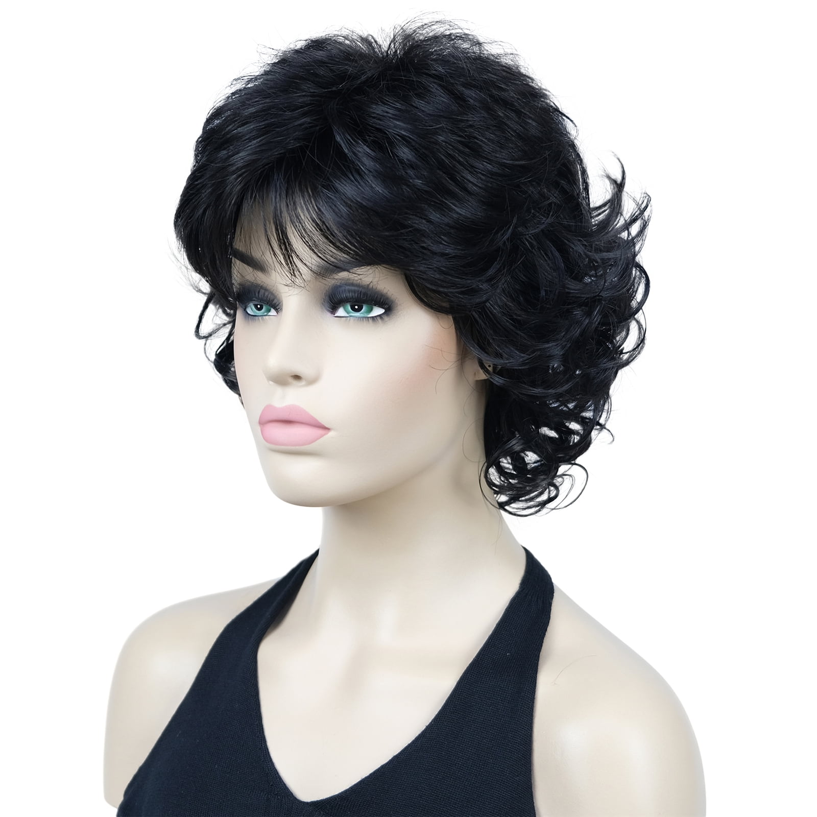 Short Curly Wigs Soft Shaggy Layered Classic Cap Full Synthetic Wigs ...
