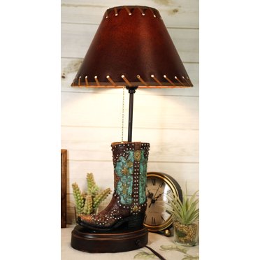 Rustic Western Cow Skull With Cowboy Hat And Red Scarf Table Lamp With ...