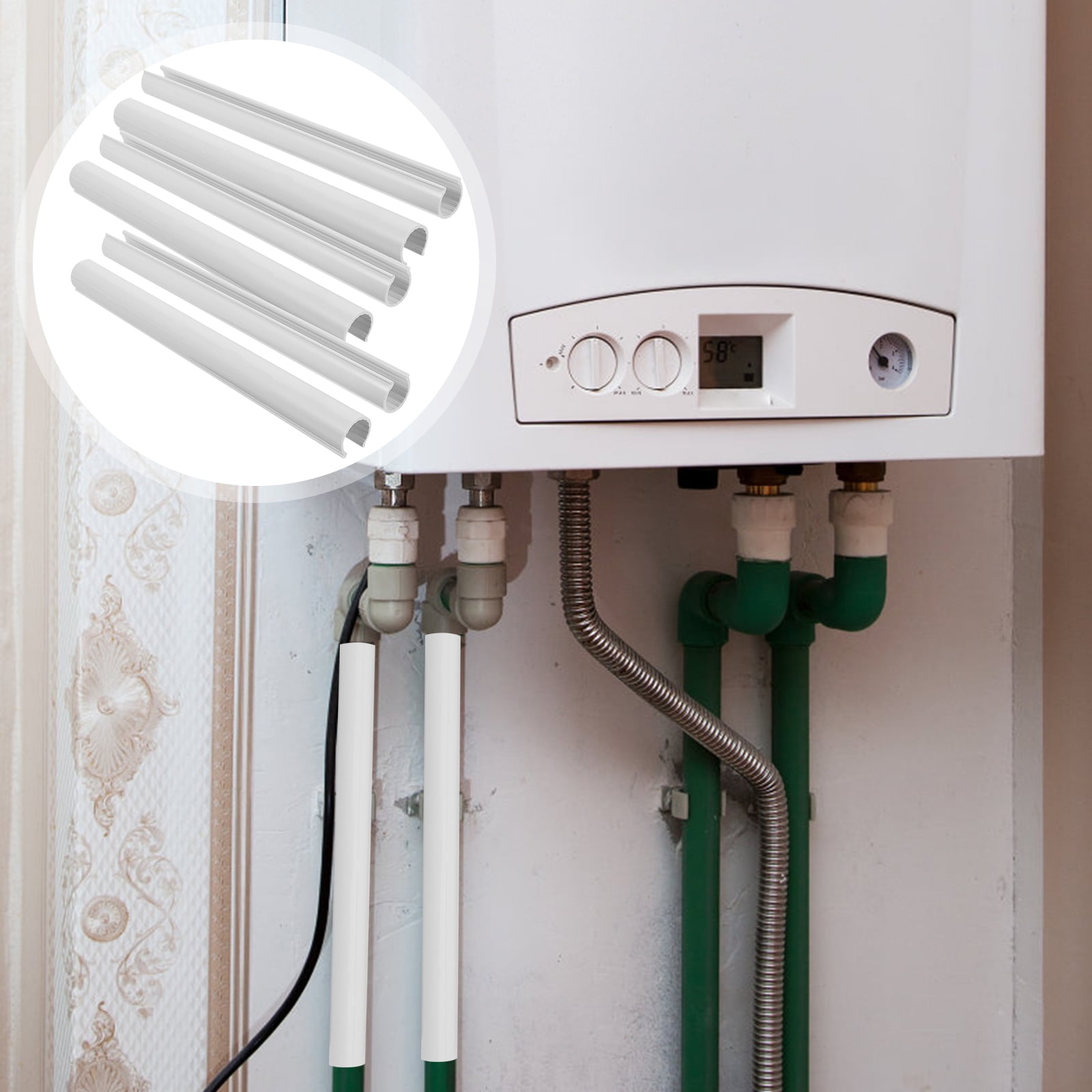 White Plastic Copper Pipe Covers