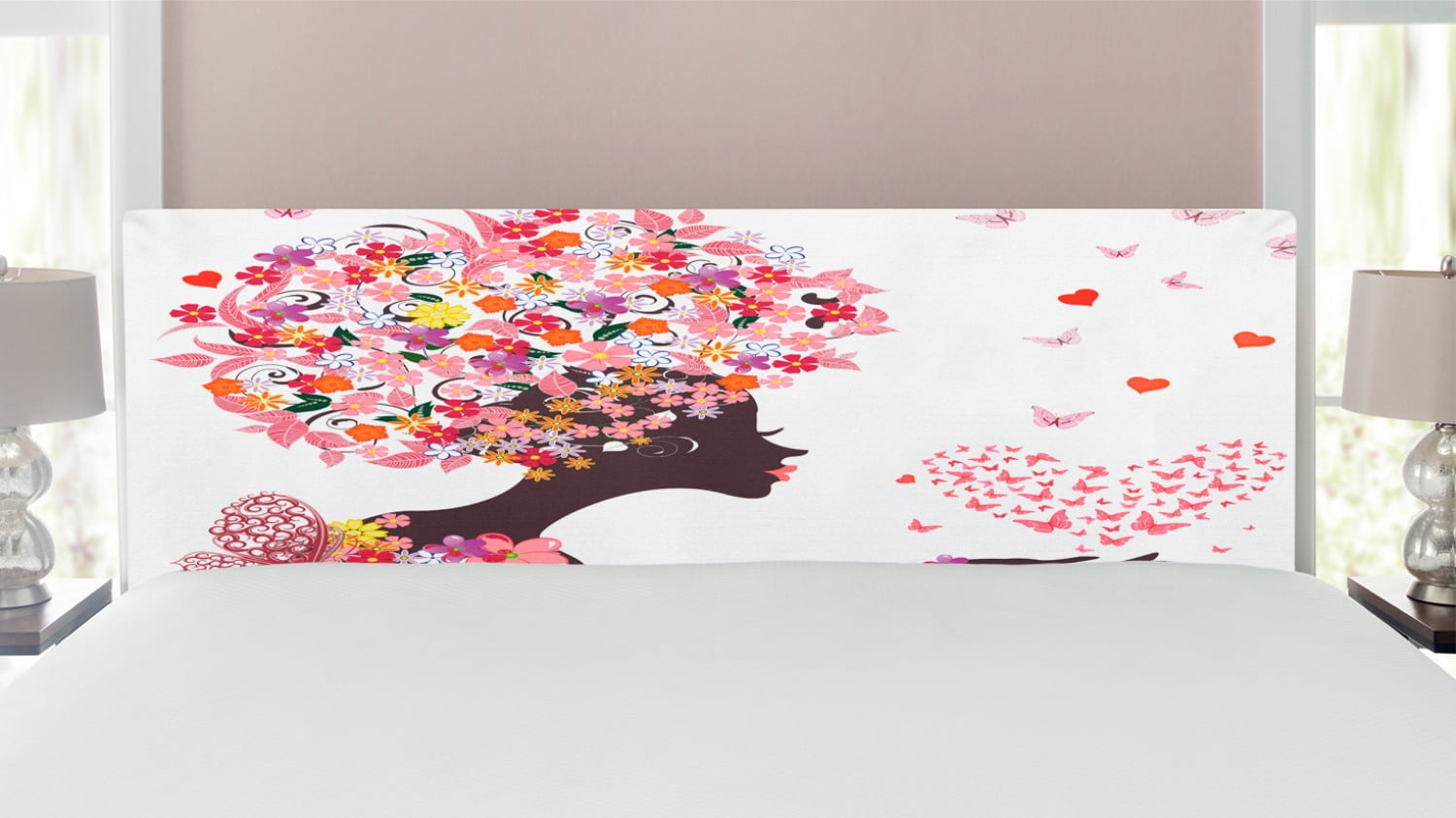 Butterflies Headboard, Girl a Heart of Enjoying Blossoms Summertime ...