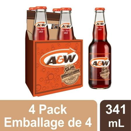 A&W Root Beer 341mL Glass Bottle, 4 Pack, 4 x 341 mL - Walmart.ca