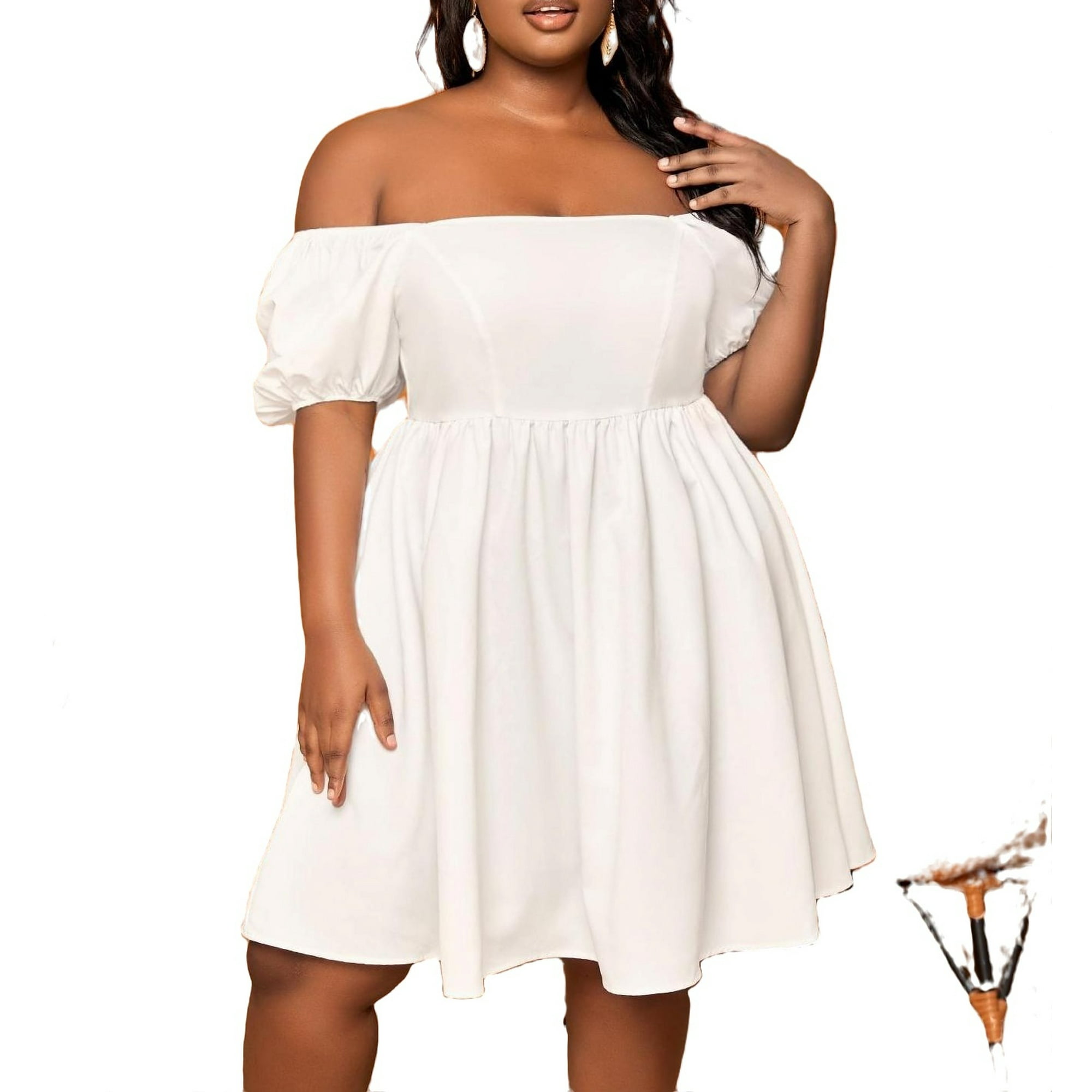 Casual White Dresses Plus Size