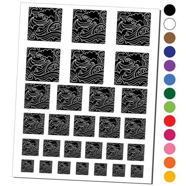 Japanese Ocean Waves Water Resistant Temporary Tattoo Set Fake Body Art ...